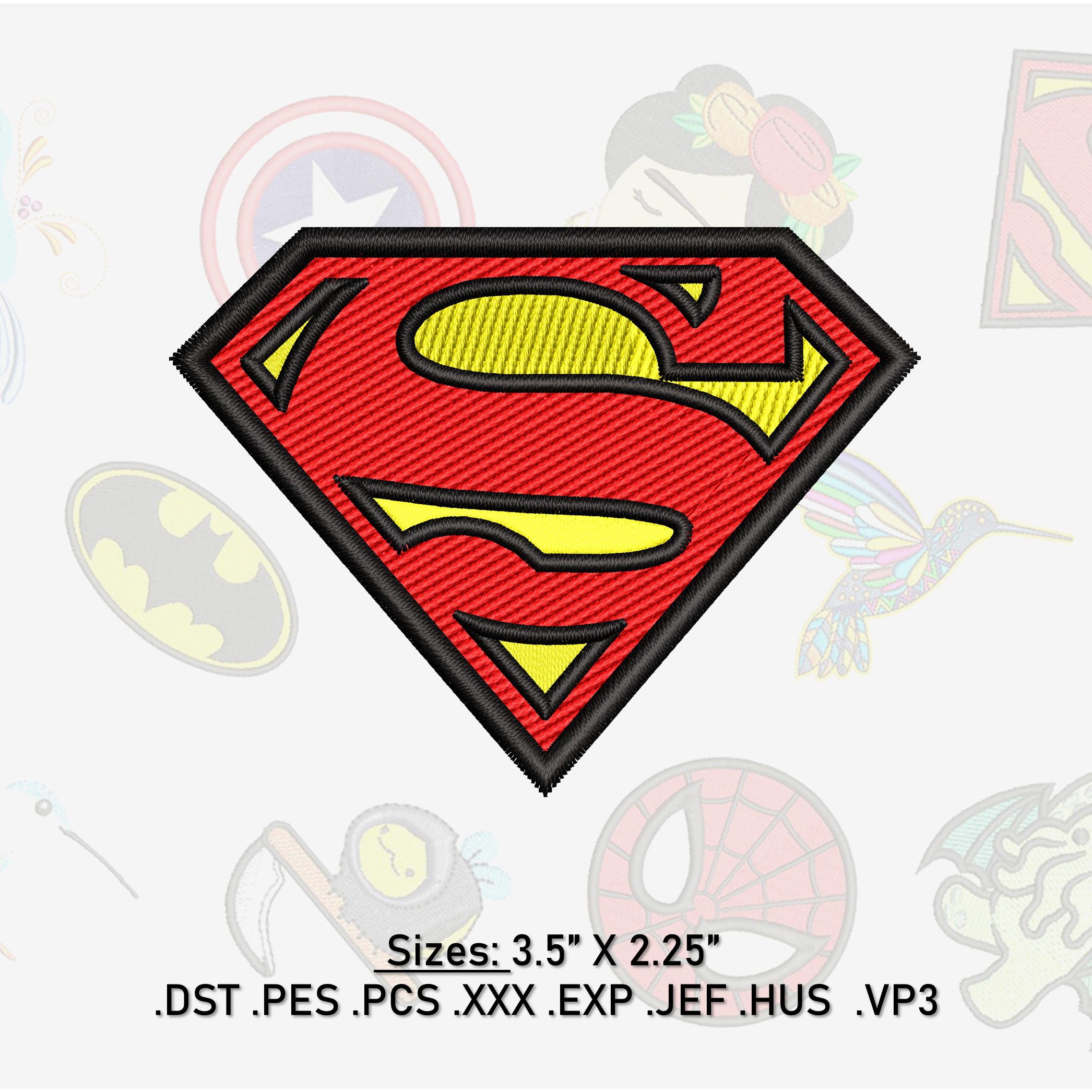 Super Hero Machine Embroidery Design.