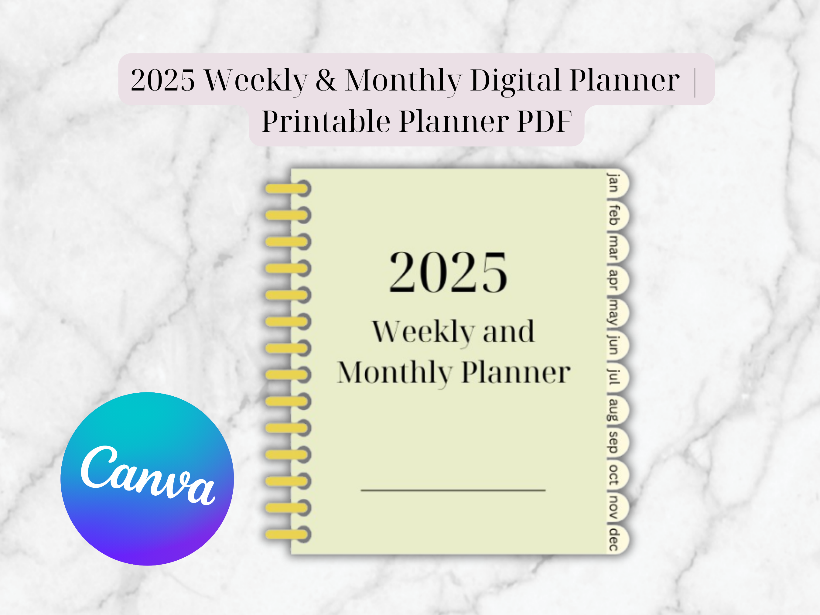 2025 Weekly & Monthly Digital Planner | Printable Planner PDF