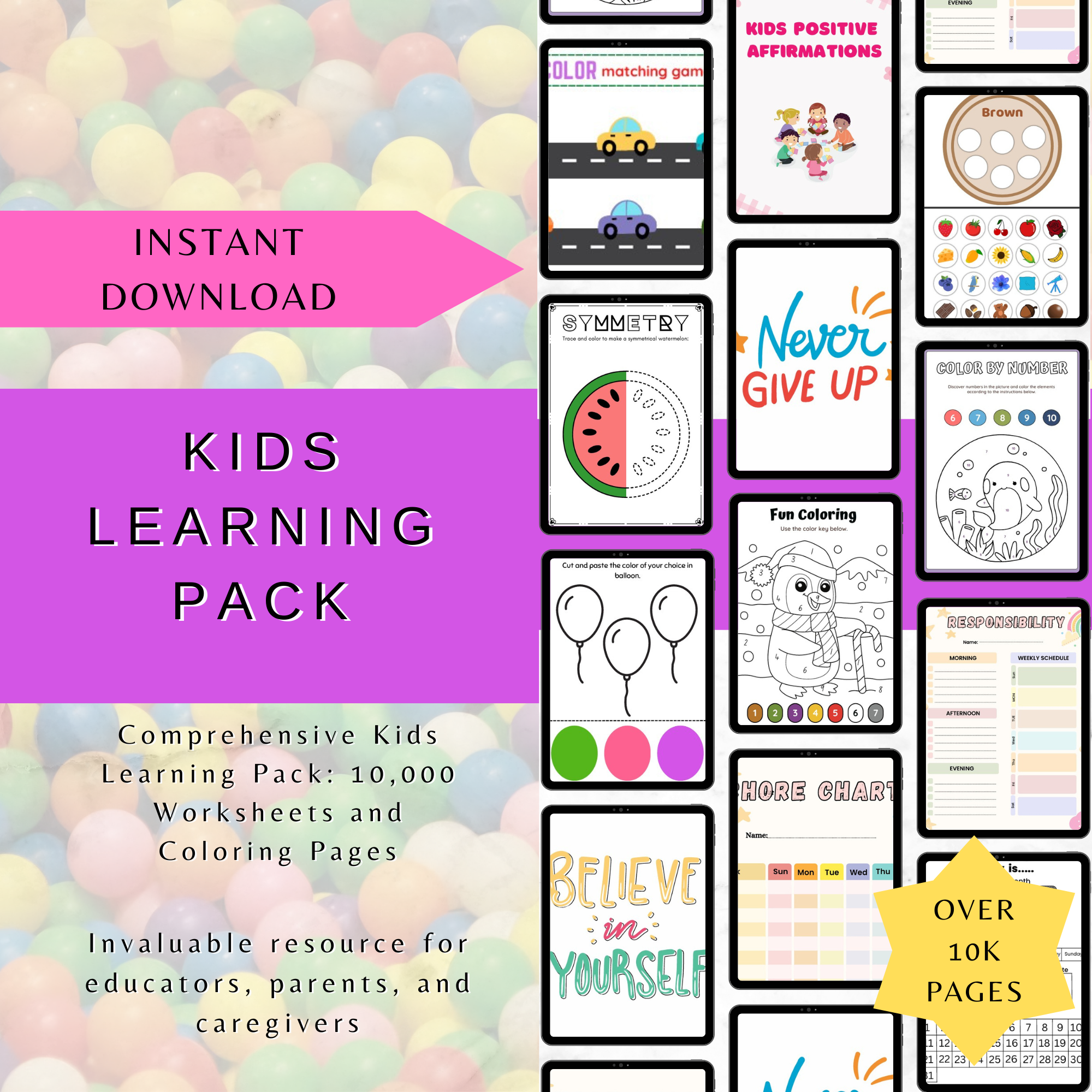 Comprehensive Kids Learning Pack: 10,000 Worksheets and Coloring Pa...