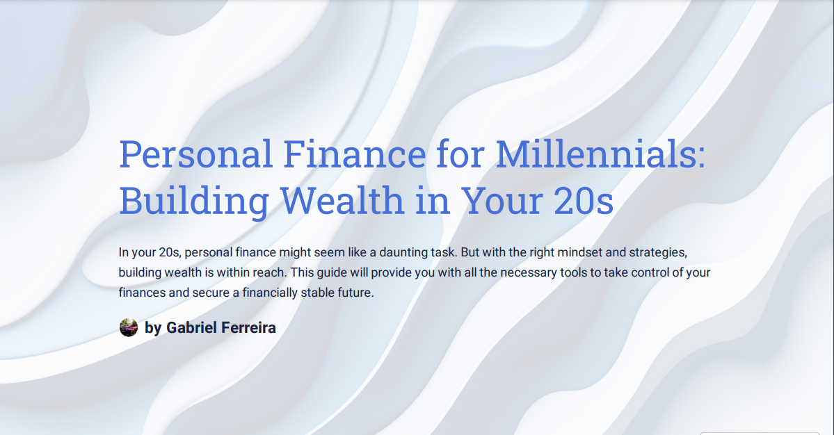 Personal Finance for Millennials Building Wealth in Your 20s