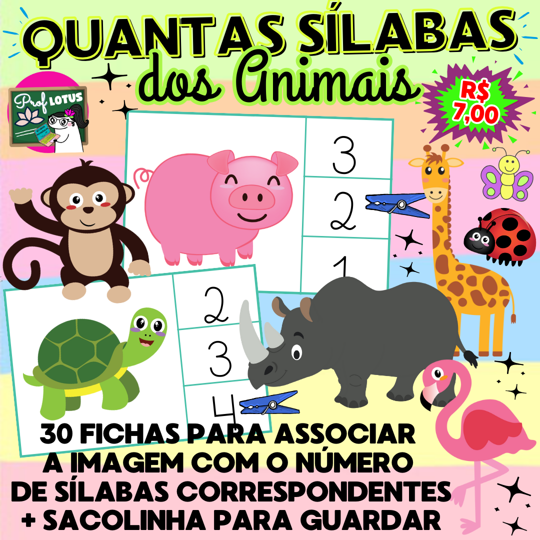 QUANTAS SÍLABAS DOS ANIMAIS - Prof Lotus | Hotmart