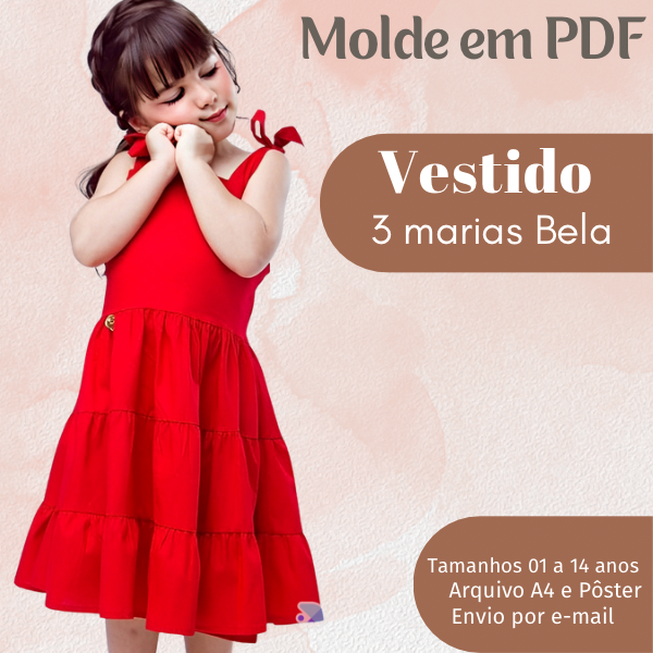 MOLDE EM PDF VESTIDO 03 MARIAS BELA - Universo dos moldes | Hotmart