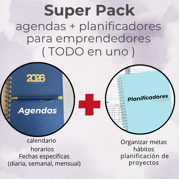 📘 Super Pack Agendas + Planificadores para Emprendedores 📝(Todo en Uno)