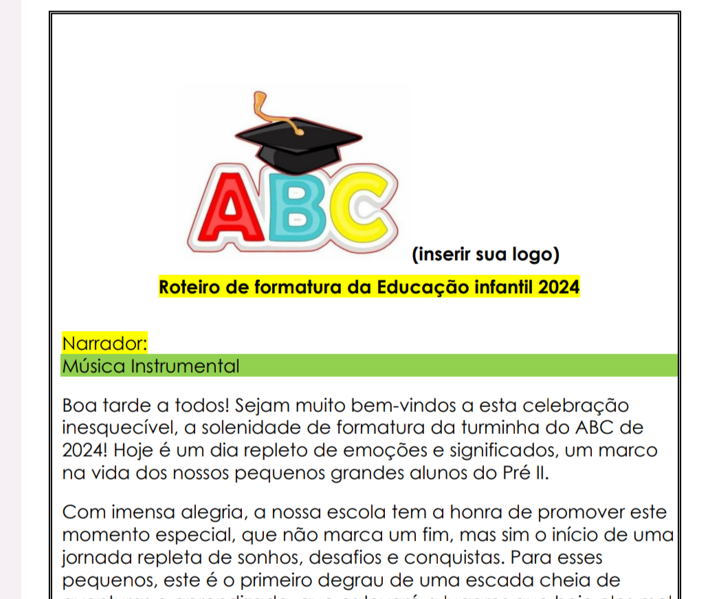 Formatura ABC Roteiro 2024 - Patrícia | Hotmart