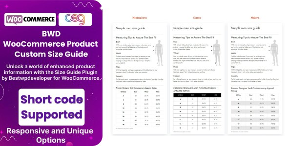 Product Custom Size Guide for WooCommerce - Crie Guias de Tamanhos ...