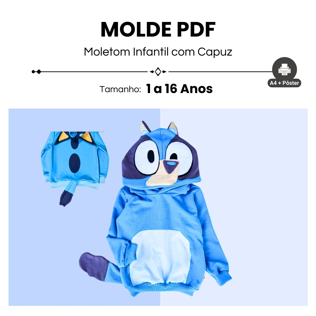 MOLDE MOLETOM INFANTIL COM CAPUZ