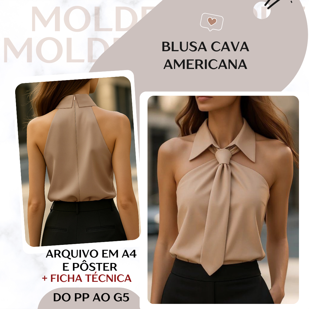 Blusa Cava Americana - Molde em PDF - asmoldes em PDF | Hotmart