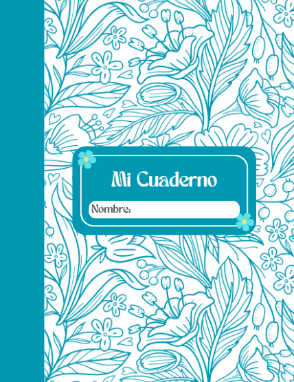 Diseño Cuaderno - Portadas Turquesa & Flores, Pack de Portadas ...