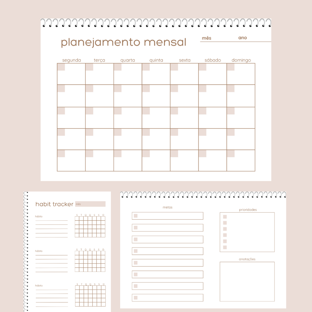 Planner Mensal Minimalista em PDF - Inside Planner | Hotmart