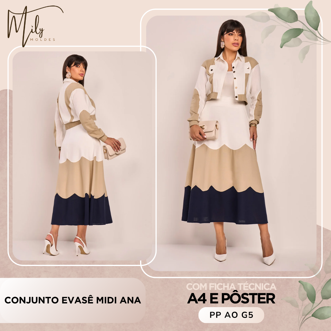 Conjunto Evasê Midi Ana - Mily Moldes | Hotmart