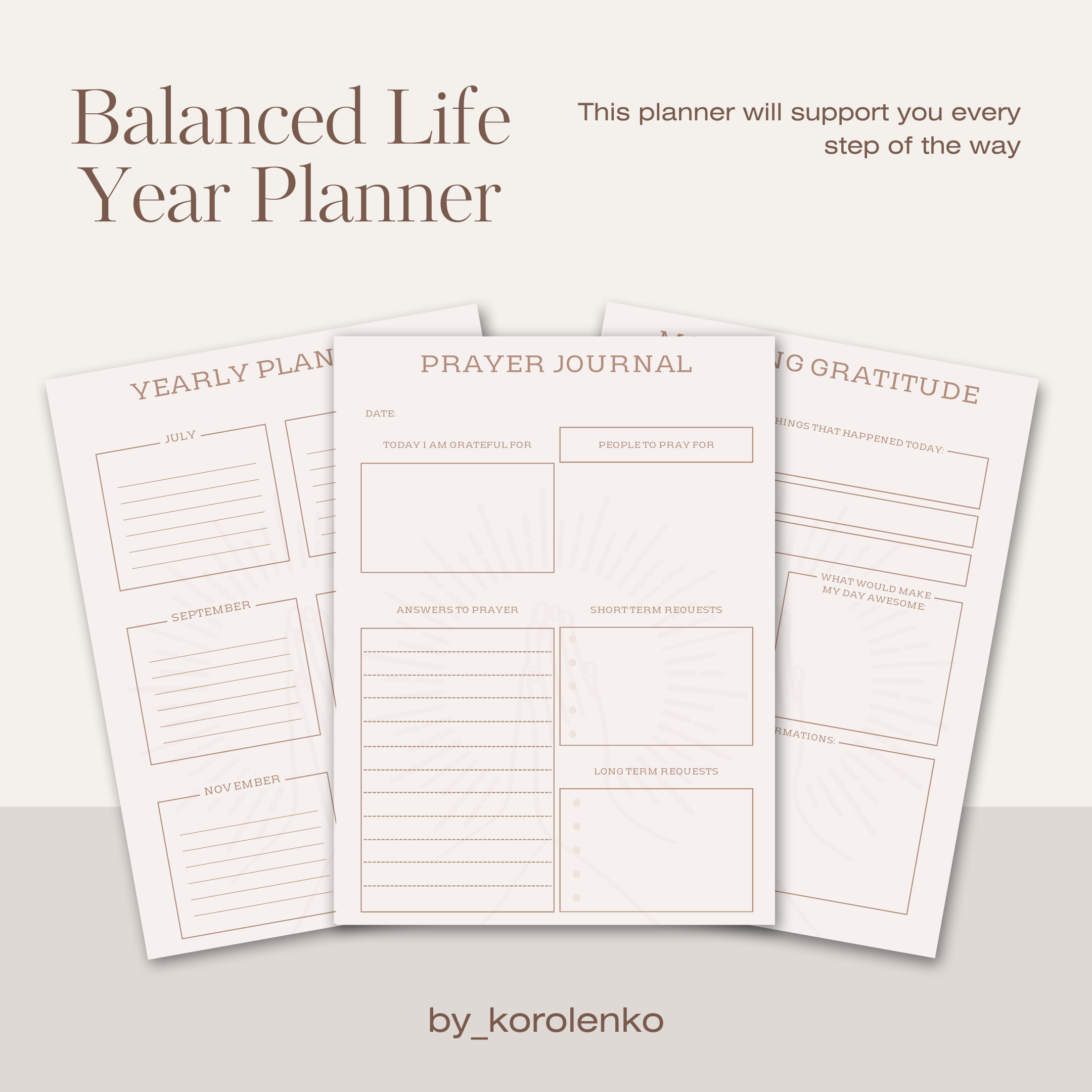 Balanced Life Year Planner: 19 Customizable Pages for Prayer, Grati...