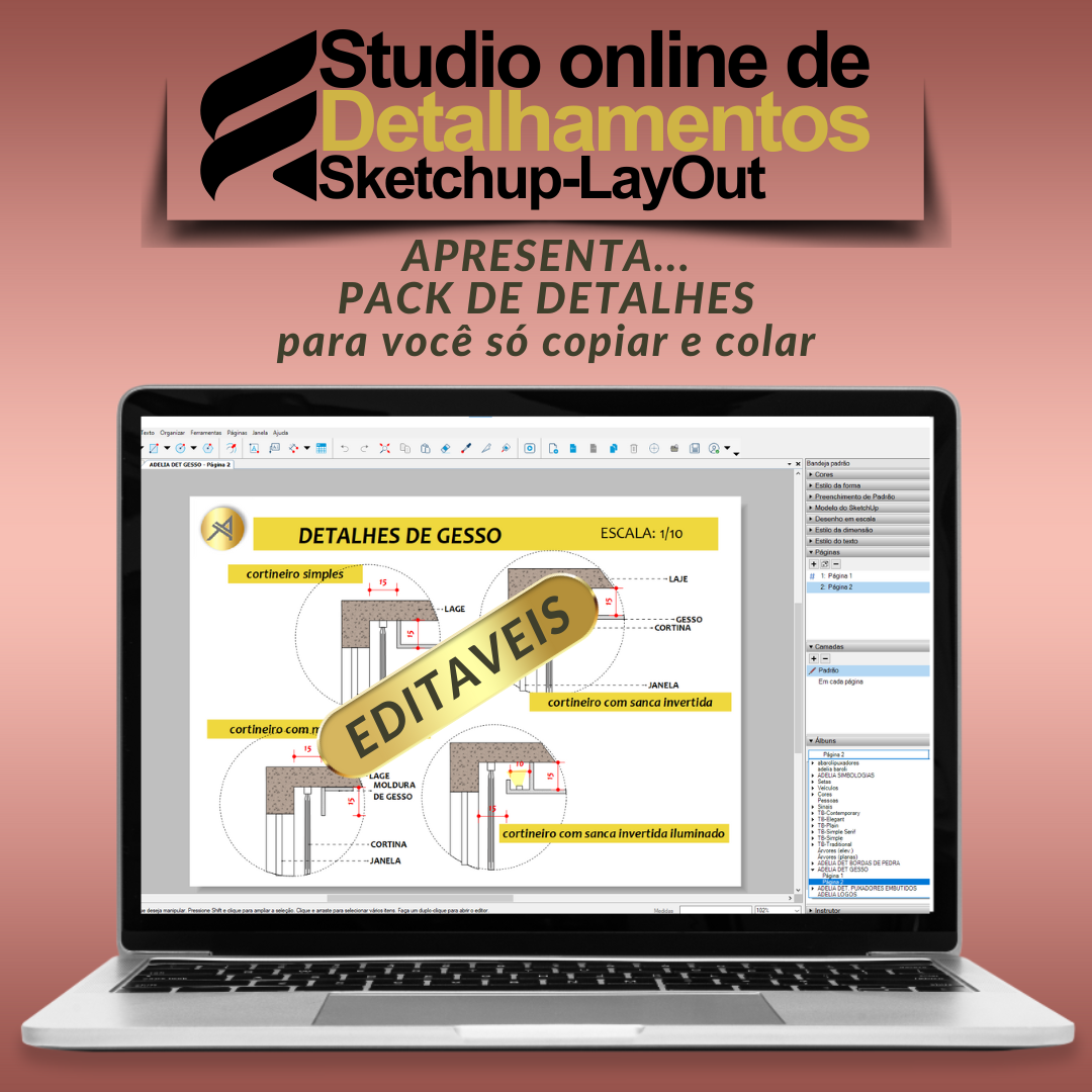 PACK DE DETALHAMENTOS SKETCHUP/LAYOUT - Adelia Preis | Hotmart