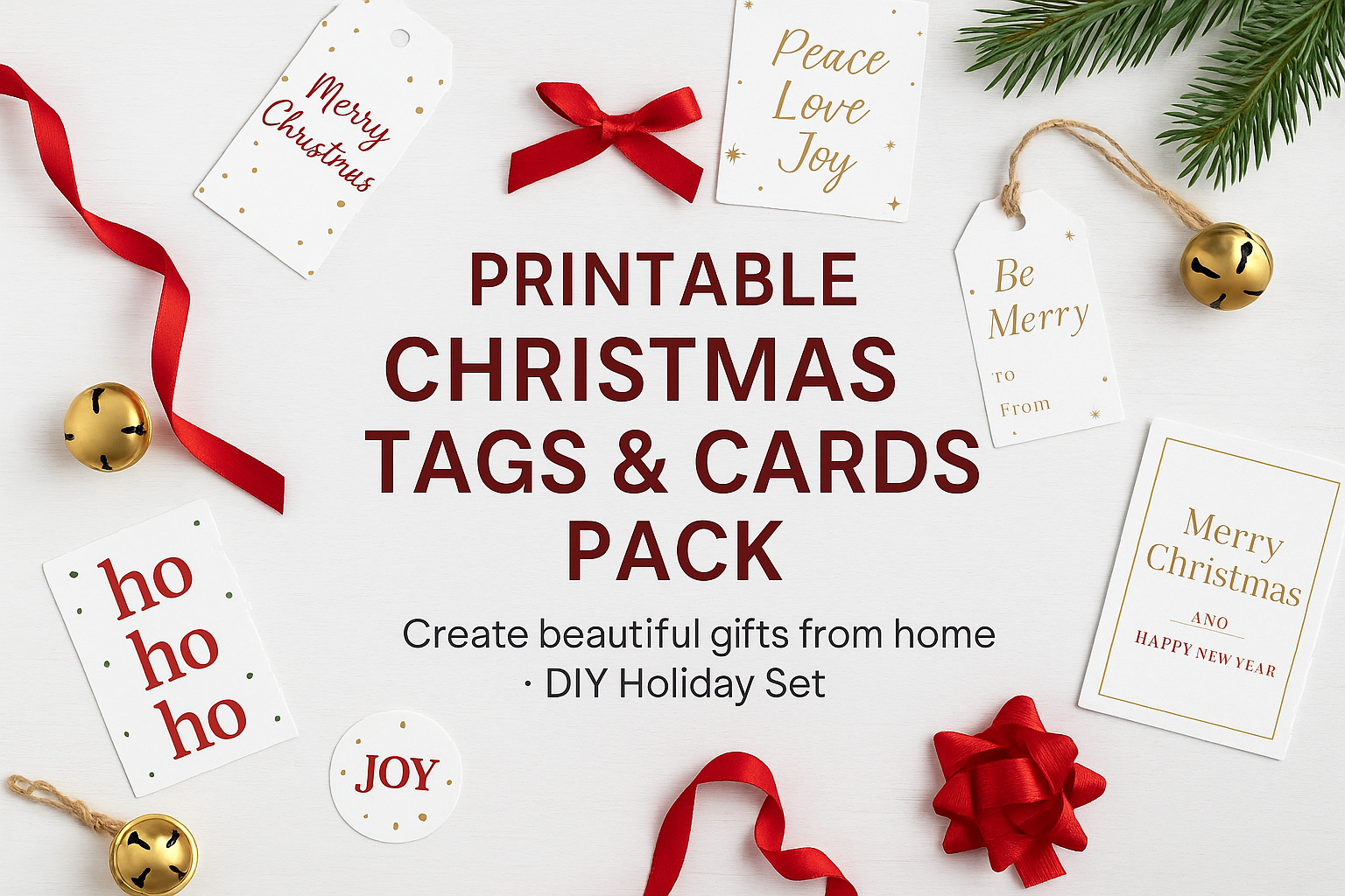 printable pack of Christmas tags and greeting cards. | Hotmart