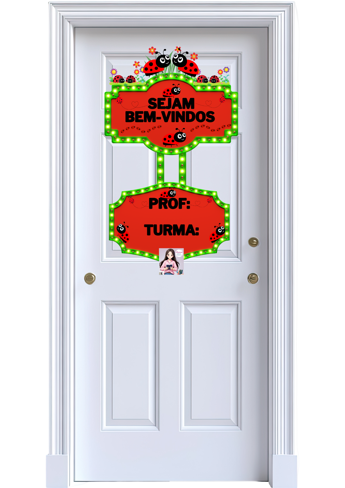*Plaquinhas para porta Sejam bem-vindos tema Joaninhas - Paula Rena...
