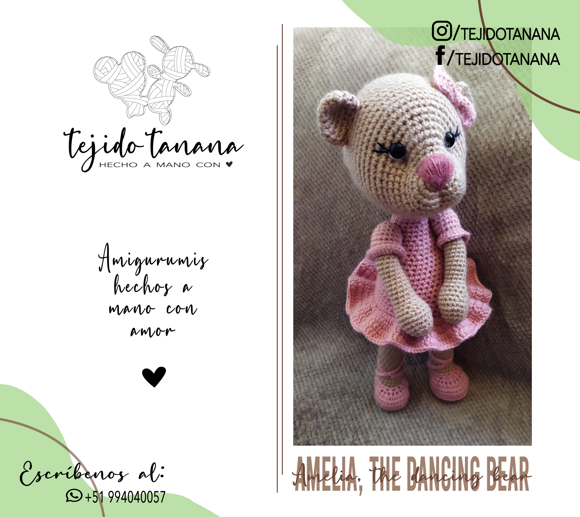 Crochet Amelia, the dancing bear Pattern | amigurumi | Crochet pattern ...