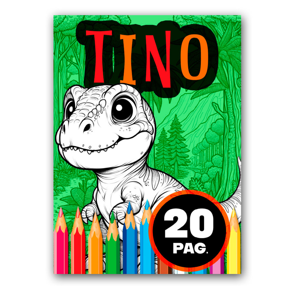 Educational coloring book – Tino, the T-Rex. Libro para colorear ed...