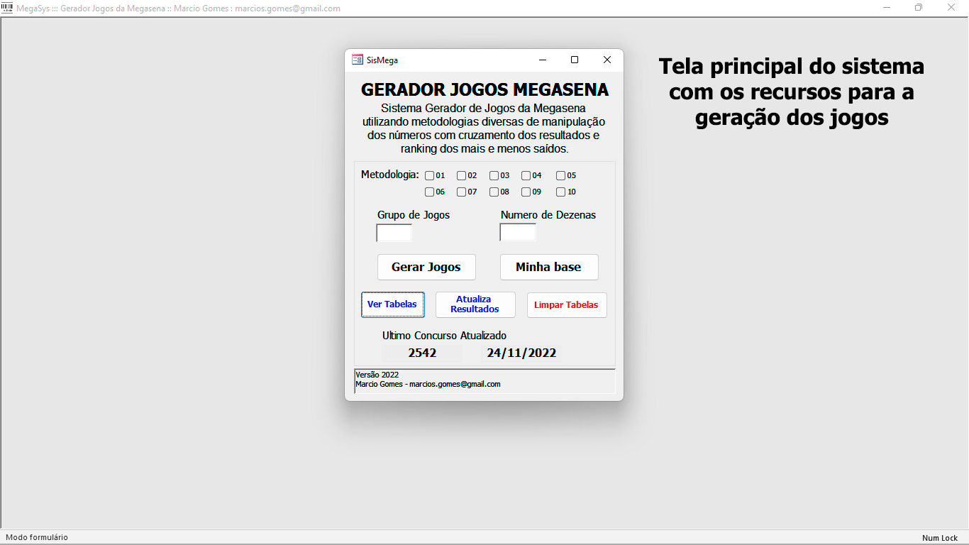 MegaSys - Sistema de geração de jogos da Megasena