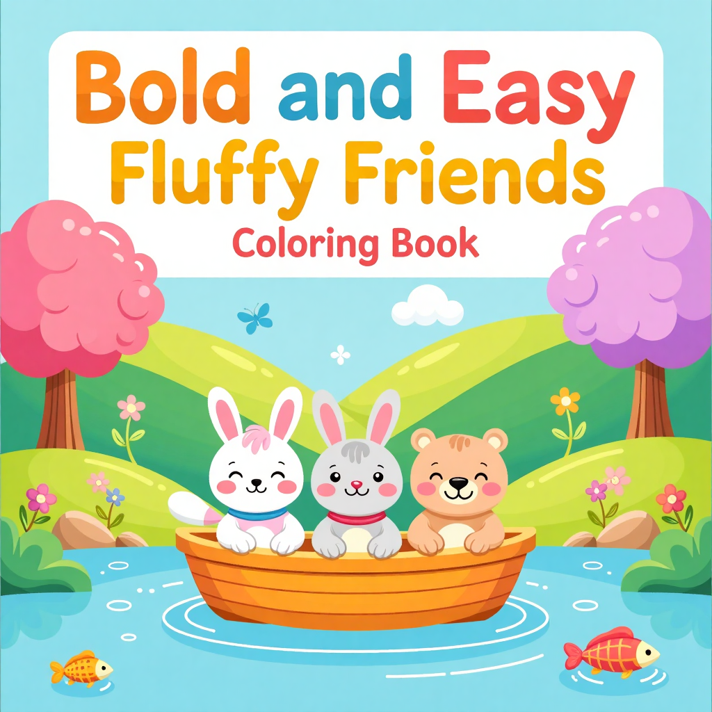 Bold and easy fluffy Friends coloring 131 pages - AI.unike | Hotmart