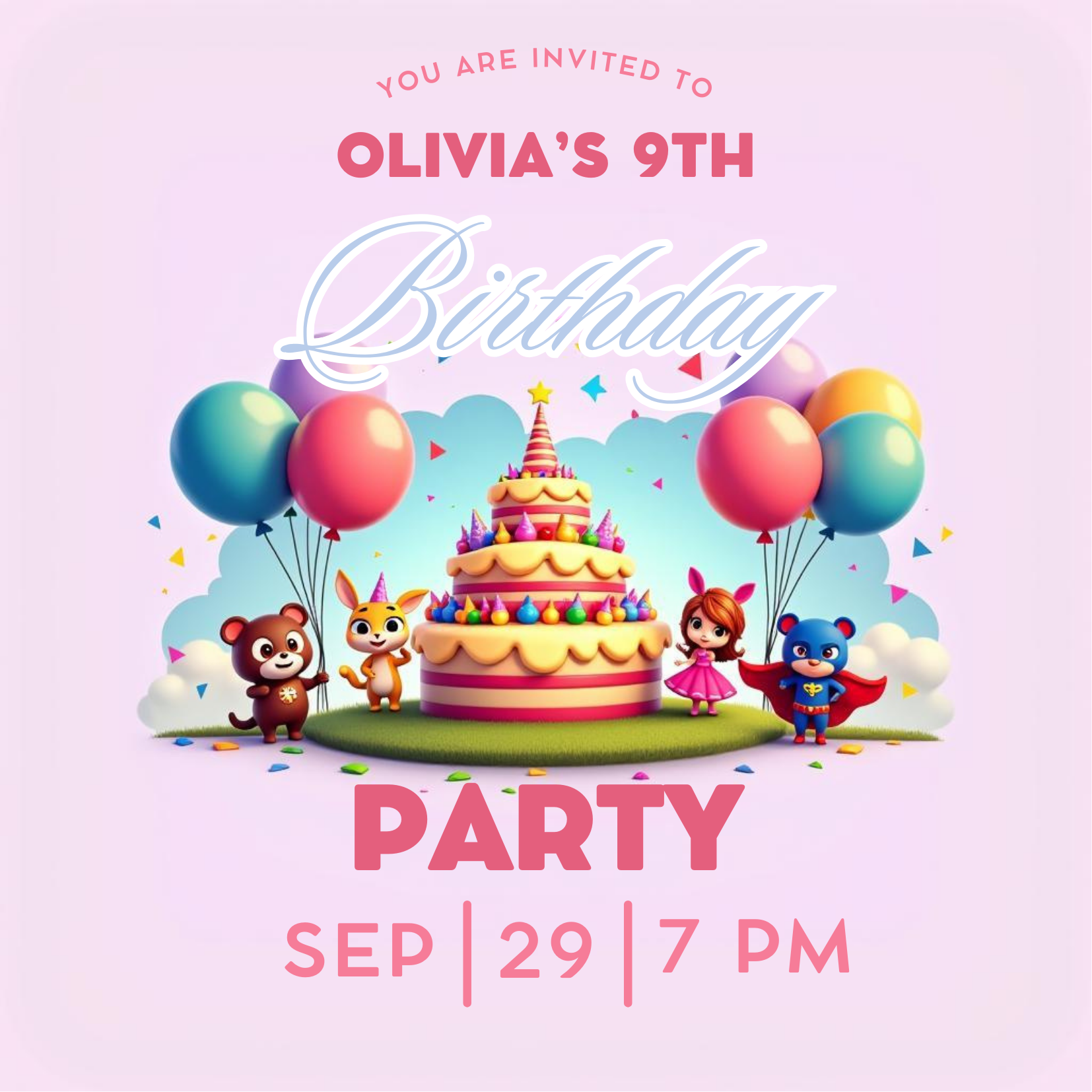 Editable Birthday Invitation Template for Kids – Fun & Colorful...