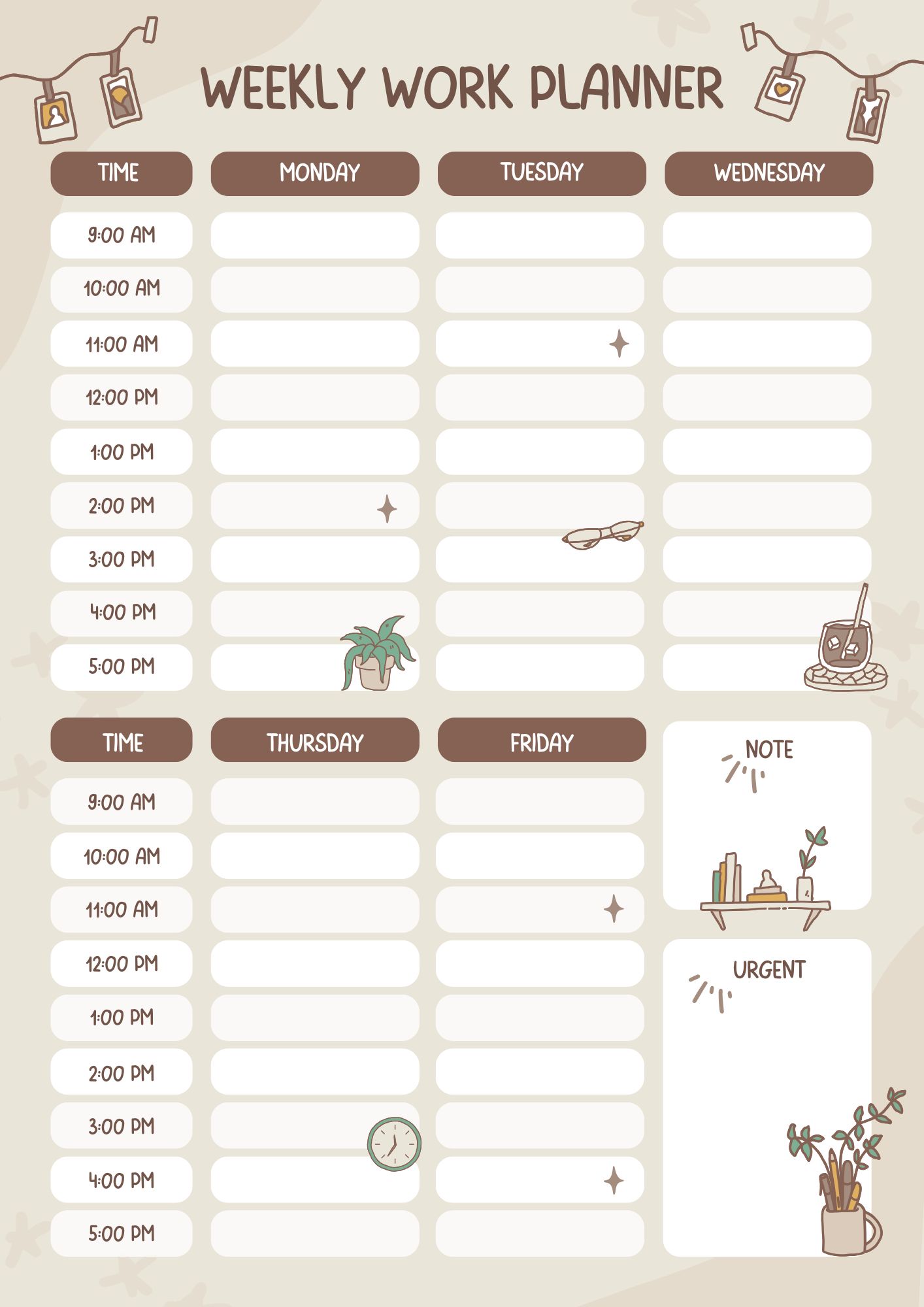 Weekly Work Planner