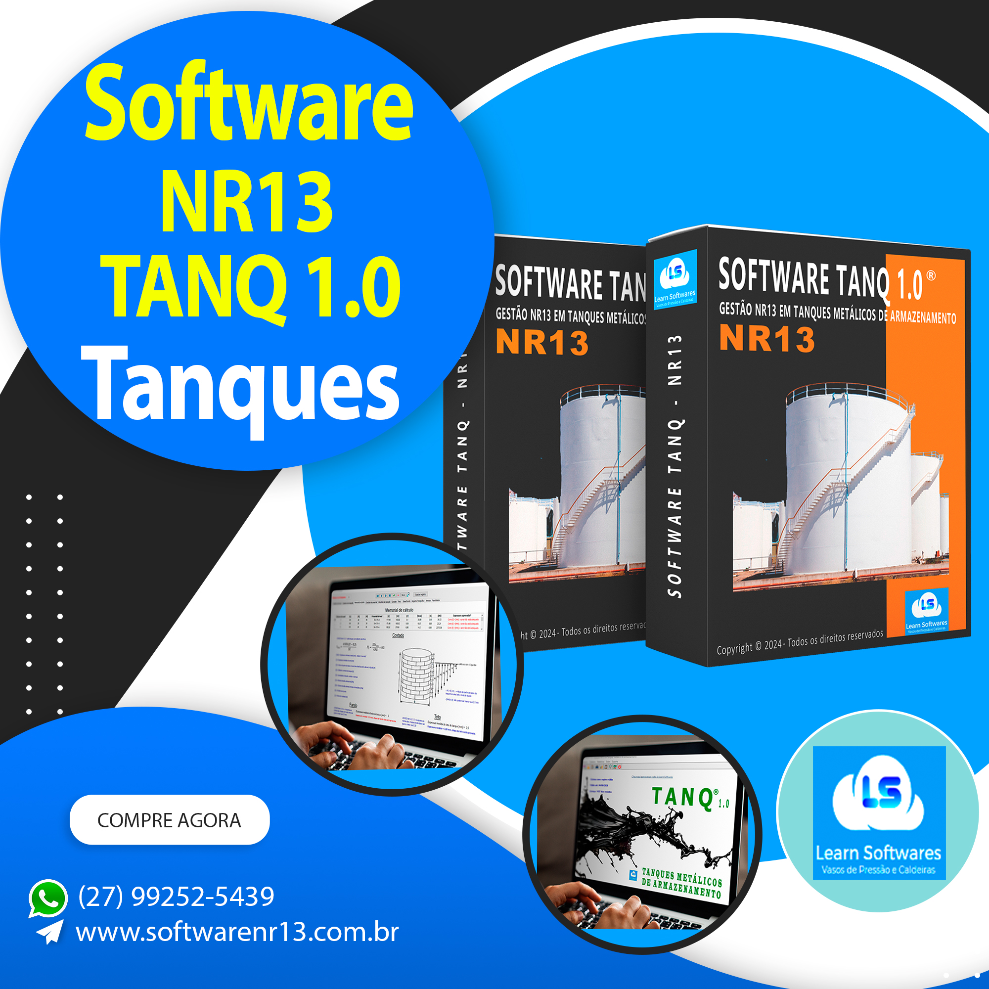 Software NR13 TANQ 1.0 - Memorial de cálculo e emissão de relatórios NR13 para Tanques Metálicos