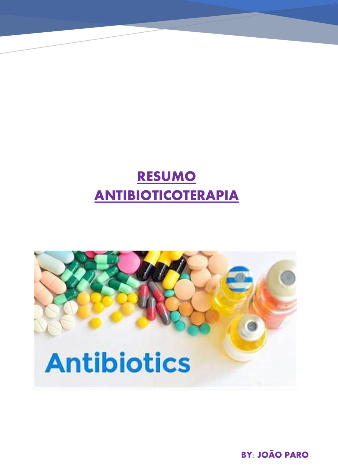 RESUMO - ANTIBIOTICOTERAPIA - João Victor Paro | Hotmart