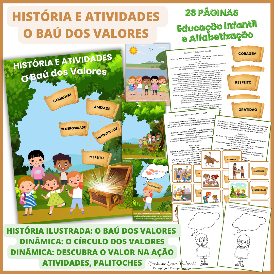História Ilustrada e Atividades: O Baú dos Valores - Cristiane Emer...