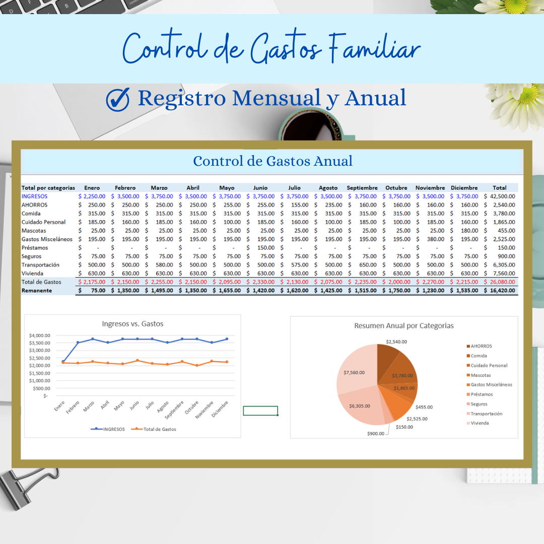 Control de Gastos Familiar Personalizable - PlanizArte con Brenda