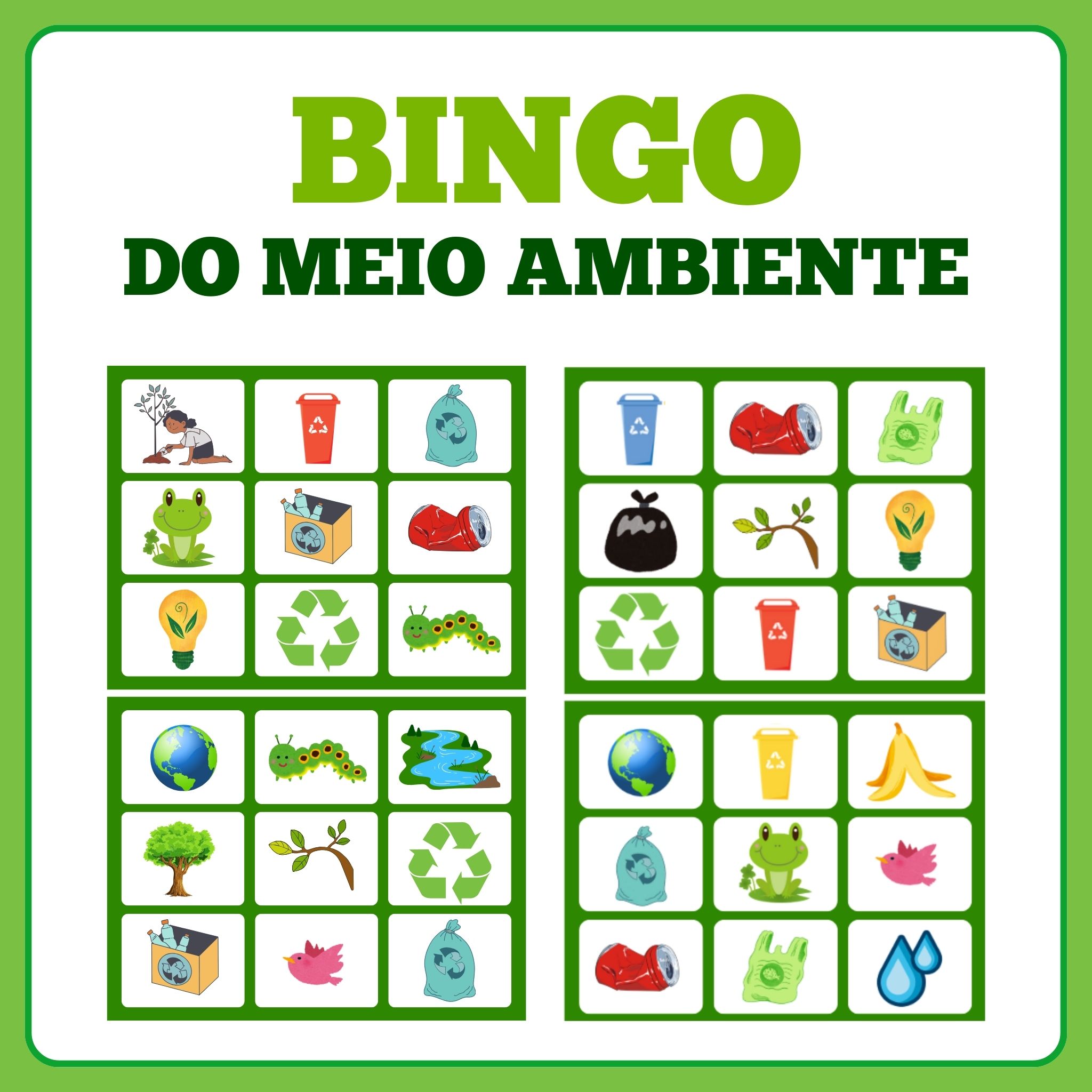 Jogo do Bingo do Meio Ambiente - 12 fichas - Caroline Martins | Exp...