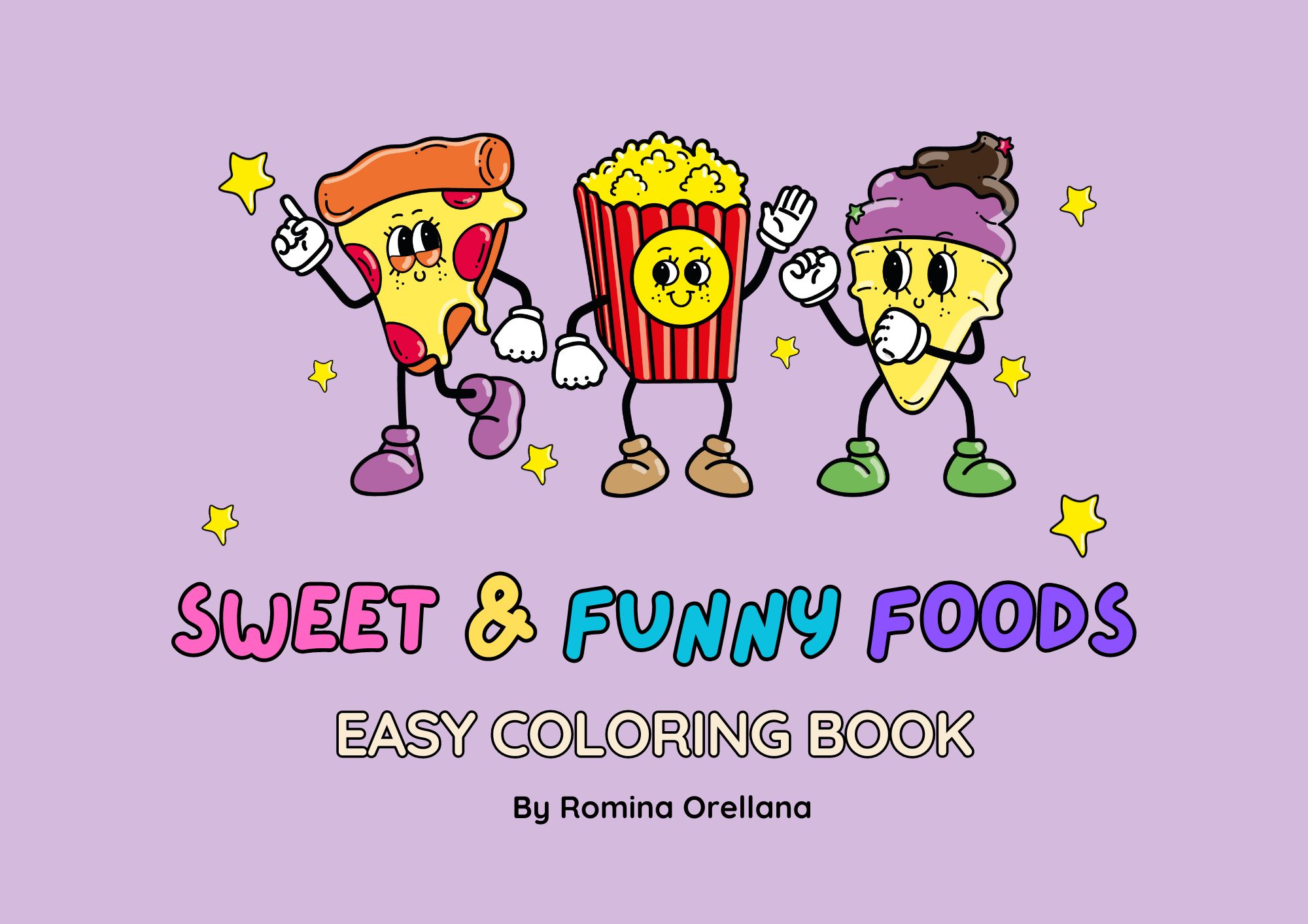 Sweet & Funny Foods - Easy Coloring Book: Coloring Book for Adults and ...