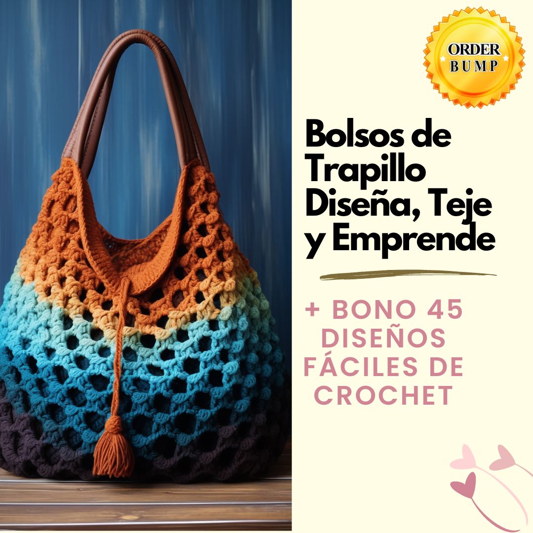Bolsos de Trapillo Diseña, Teje y Emprende + Bono 45 Diseños Fáciles de ...