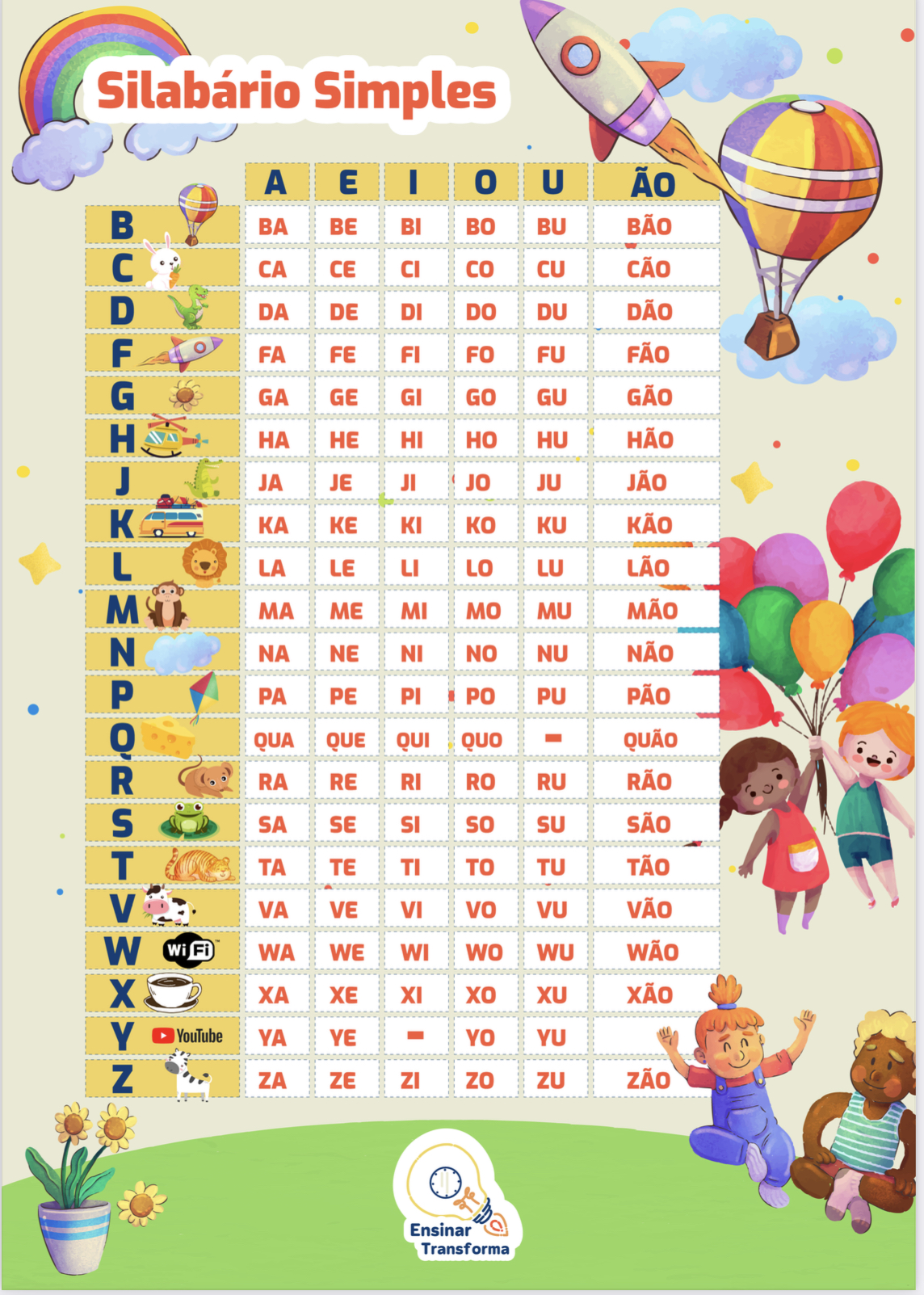 SILABÁRIO SIMPLES E COMPLEXO COM ALFABETO ILUSTRADO! - Camila Costa...