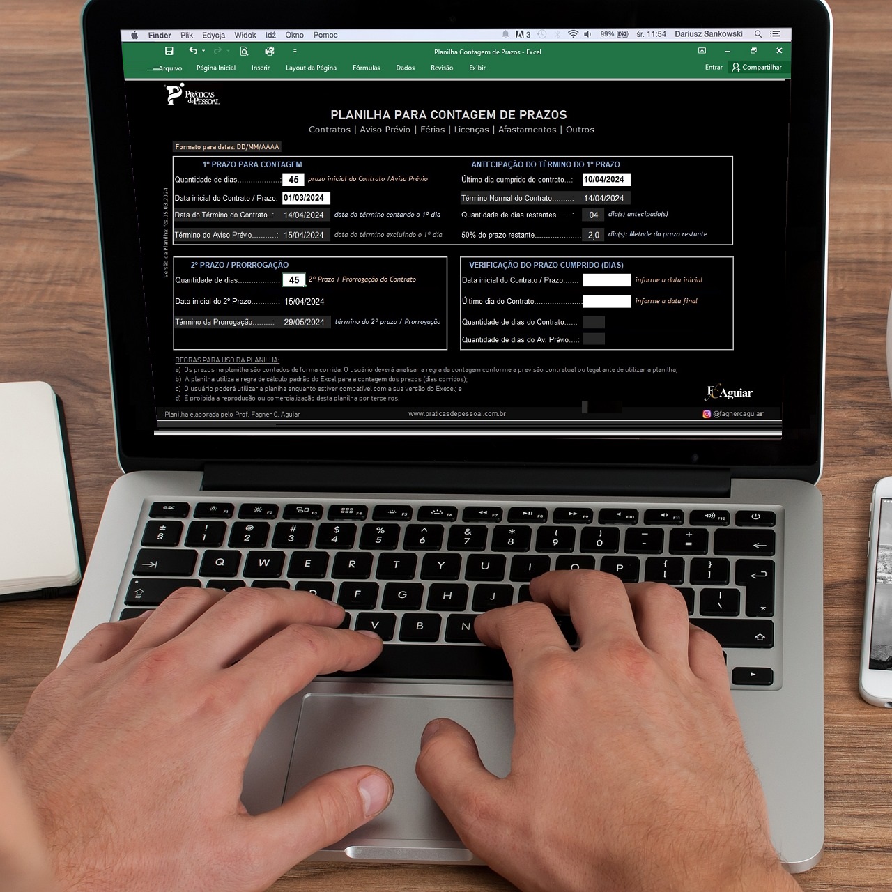 Planilha para Contagem de Prazos