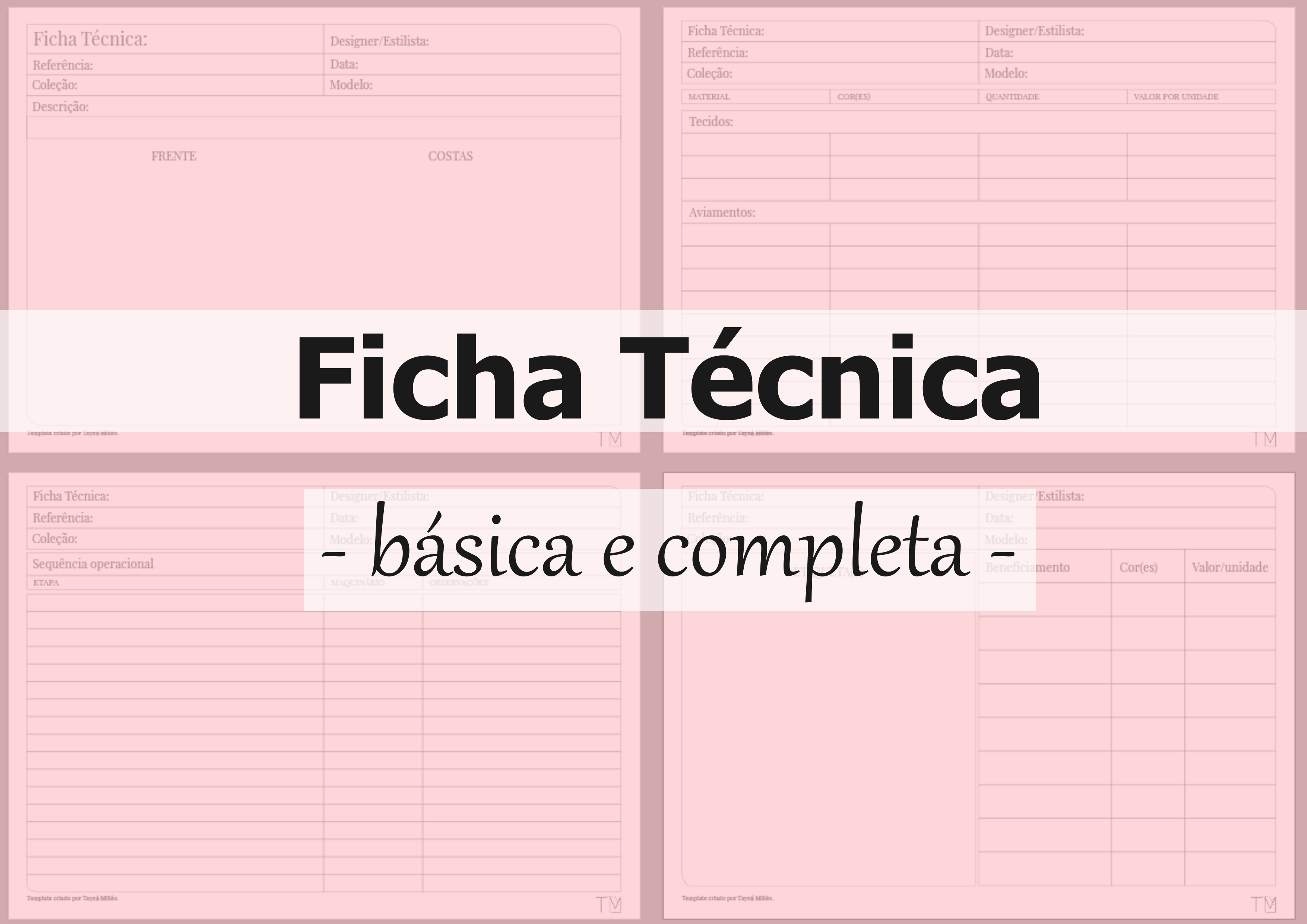 Ficha técnica de moda - versão básica e versão completa - Tayná Mil...