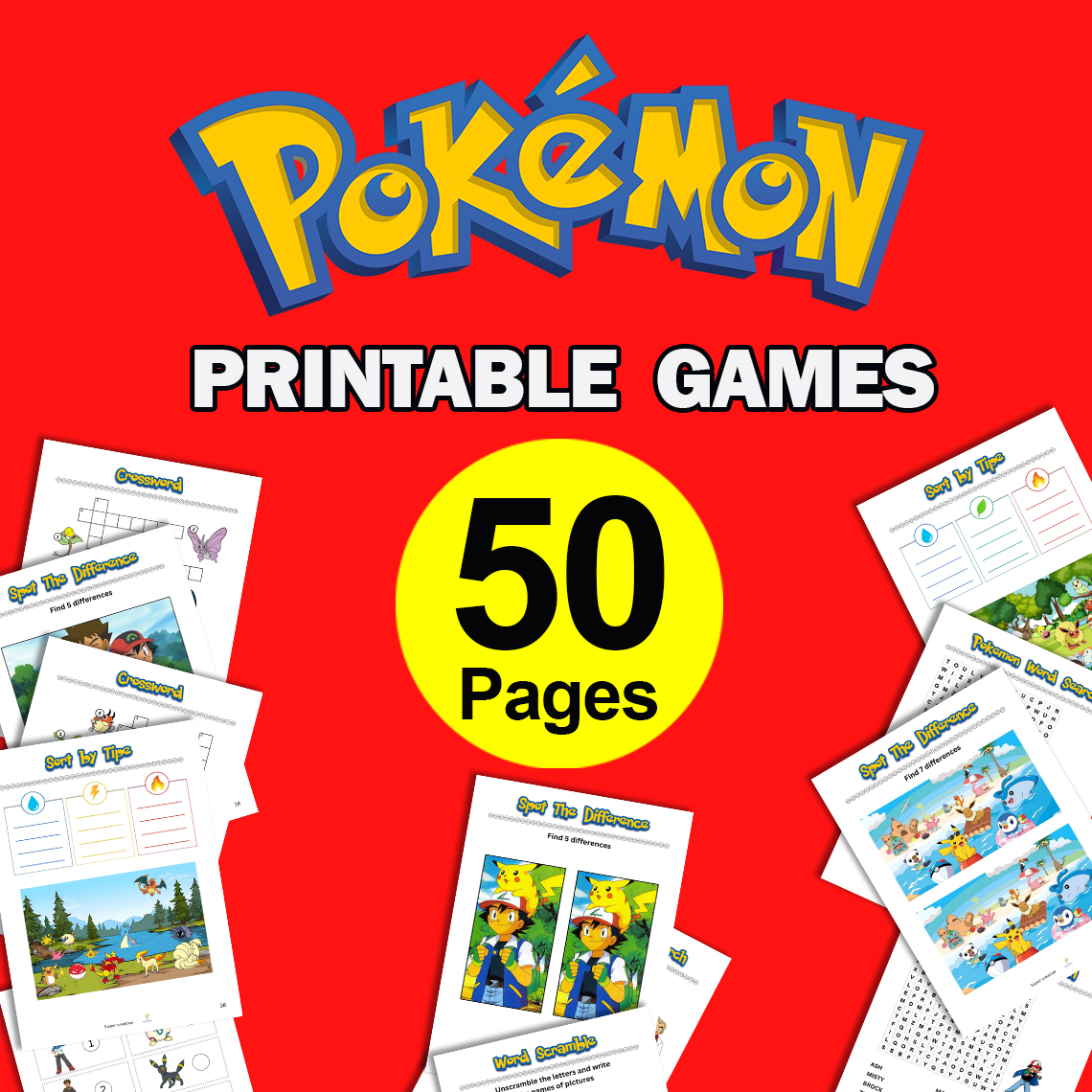 Printable Pokemon Games - Super Creative | Hotmart