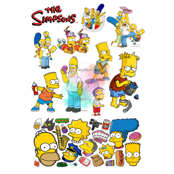 Plantillas de stickers de la temática "Los Simpsons" - Tiago Nahuel...