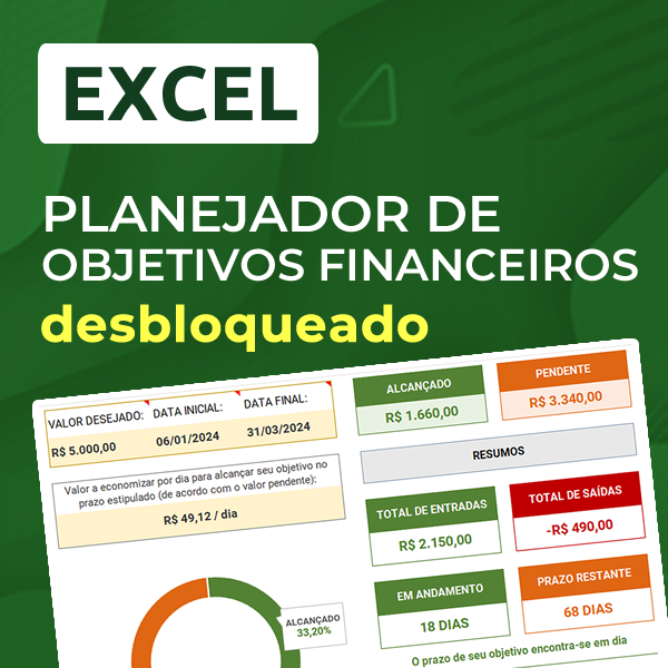 Planejador de Objetivos Financeiros em Excel (versão desbloqueada)