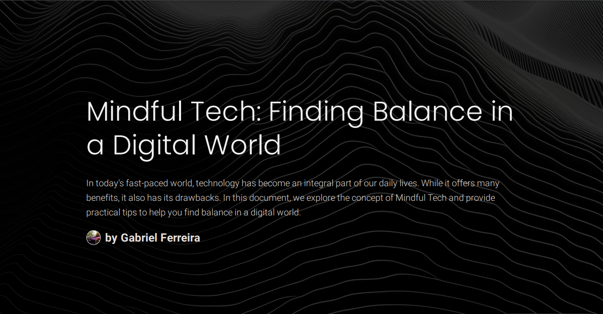 Mindful Tech Finding Balance in a Digital-World