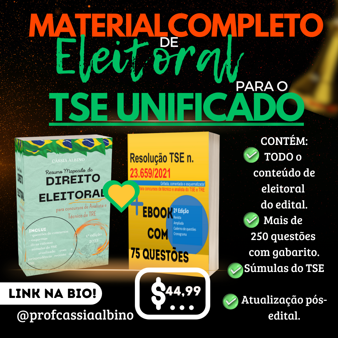 Material completo de Eleitoral para o TSE UNIFICADO. - Cássia Albi...