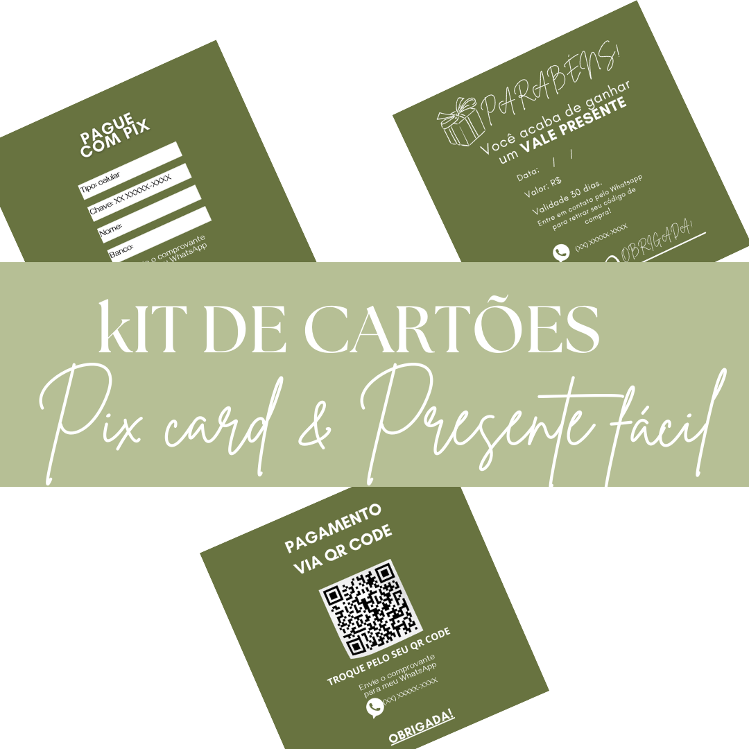 KIT DE CARTÕES - Pix Card & Presente Fácil - Flávia Pereira de...