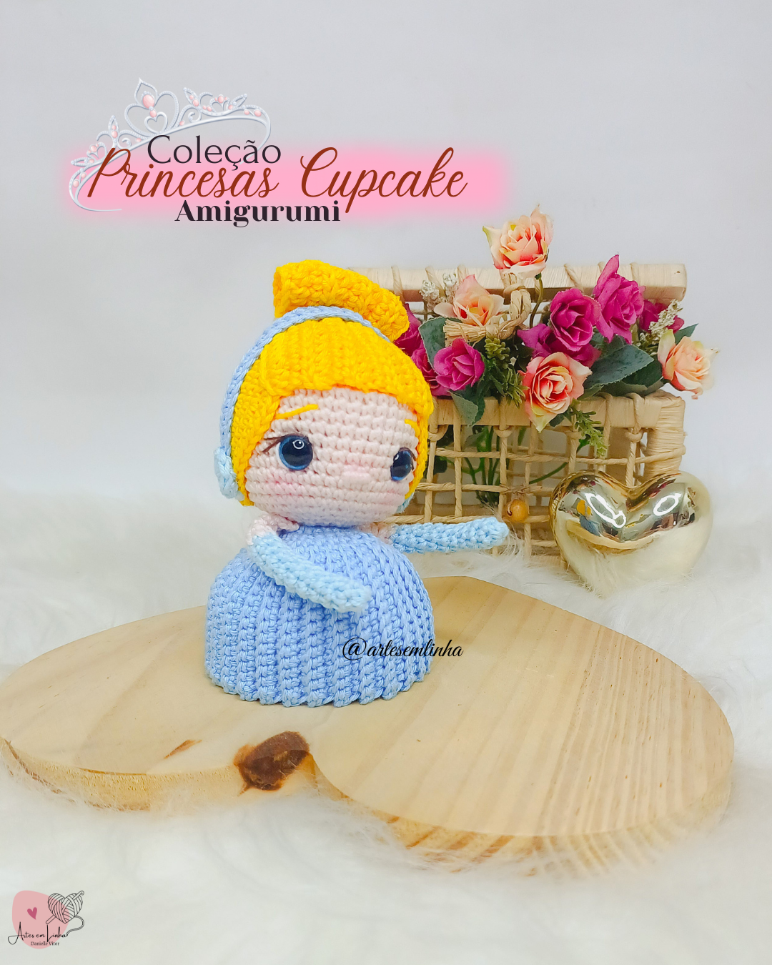 Princesas Cupcake Amigurumi - Cinderela - danielle celi victor de b...