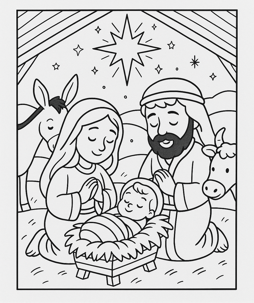 El Nacimiento de Jesús - Libro de Colorear Bíblico - Alondra Pérez ...
