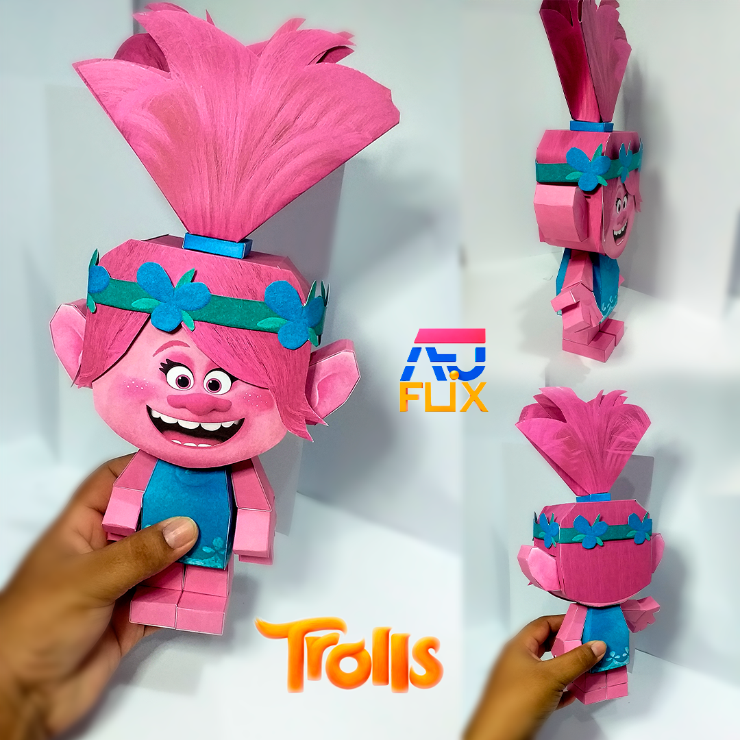 (Trolls) Poppy - Boneco de papel papertoy