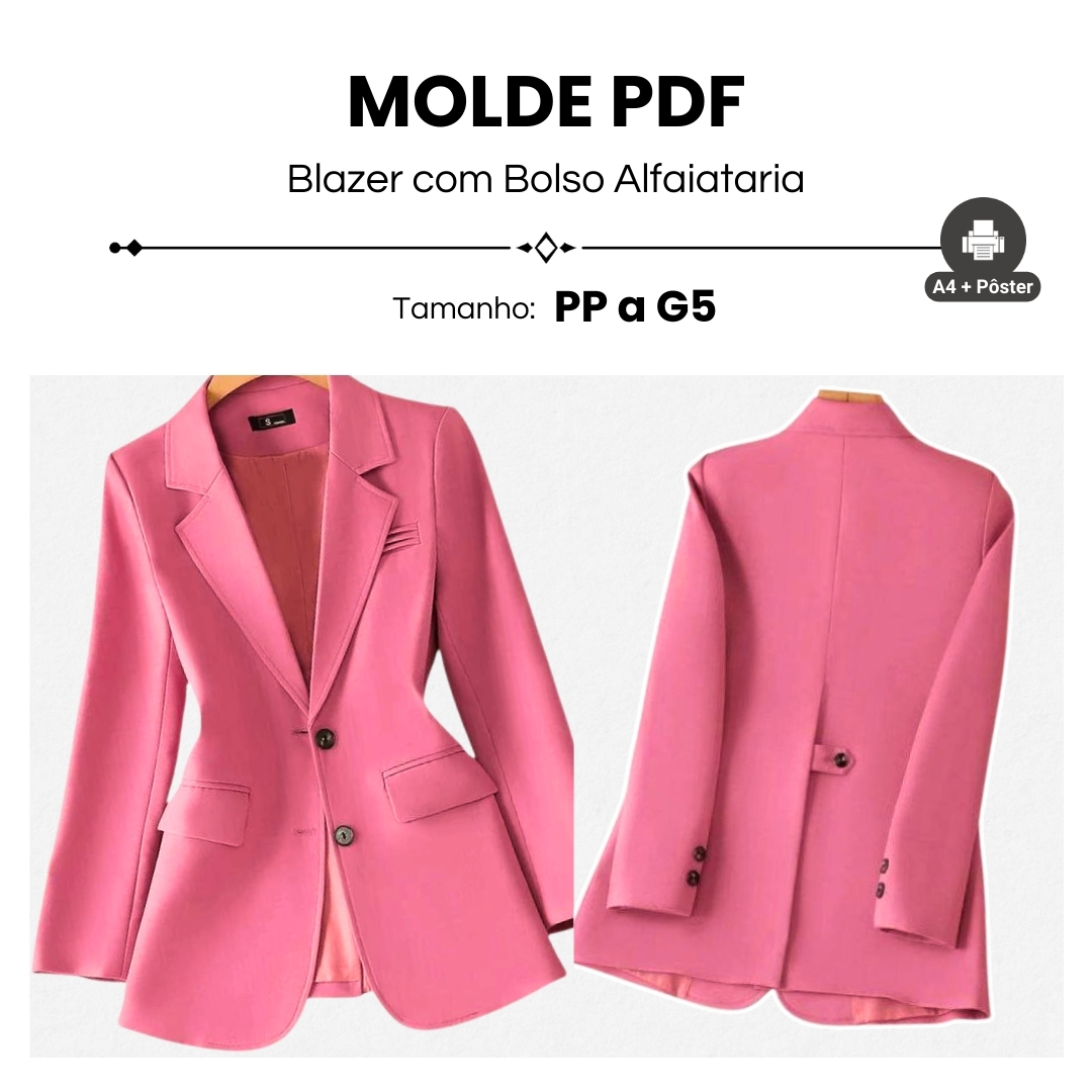 MOLDE BLAZER COM BOLSO ALFAIATARIA