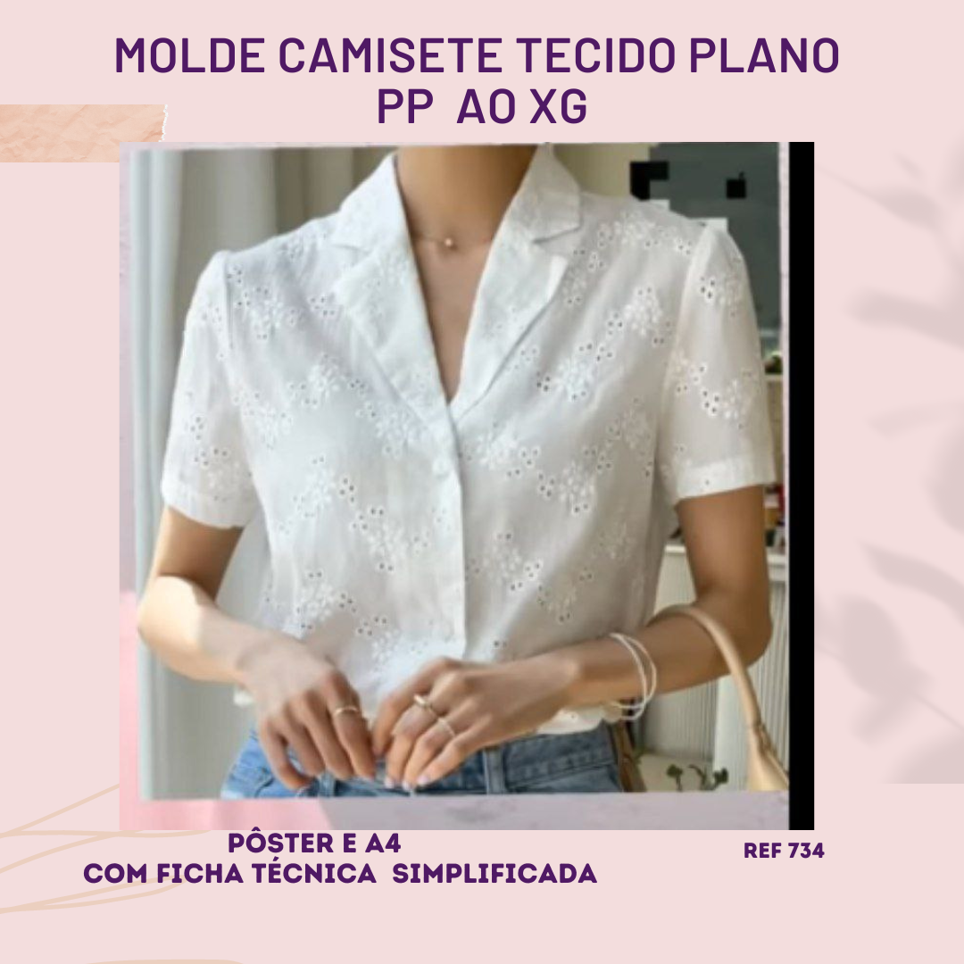 molde camisete tecido plano PP ao XG - Modelitos Moldes | Hotmart
