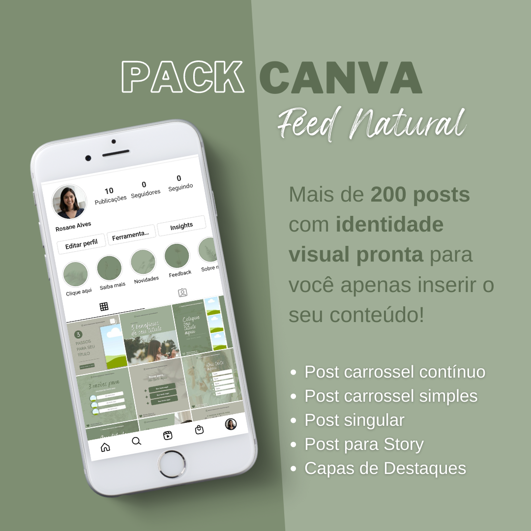 Pack Canva - Feed Natural - Pri Social Media | Hotmart