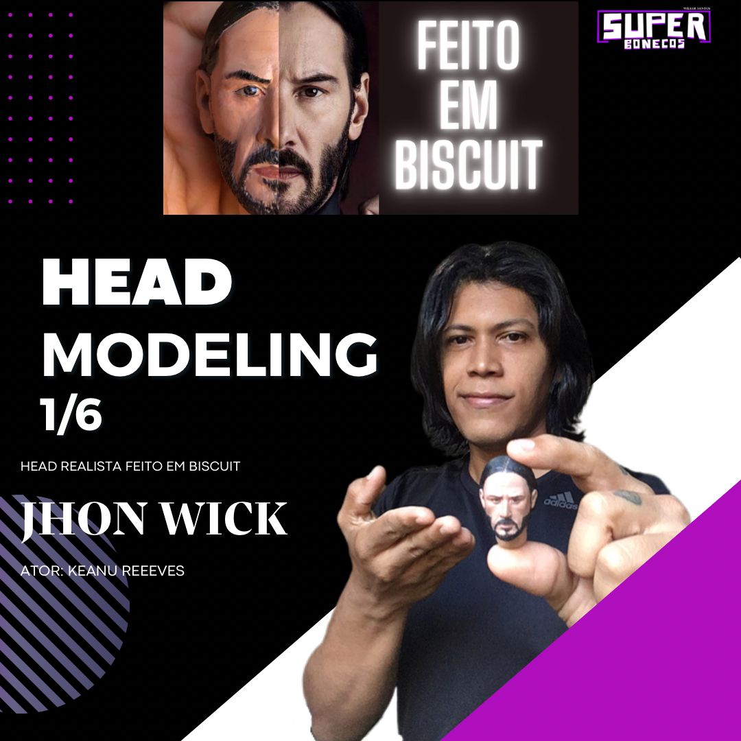 Cabeça Realista em Biscuit ( HEAD MODELING 1/6) - Wilker Santos