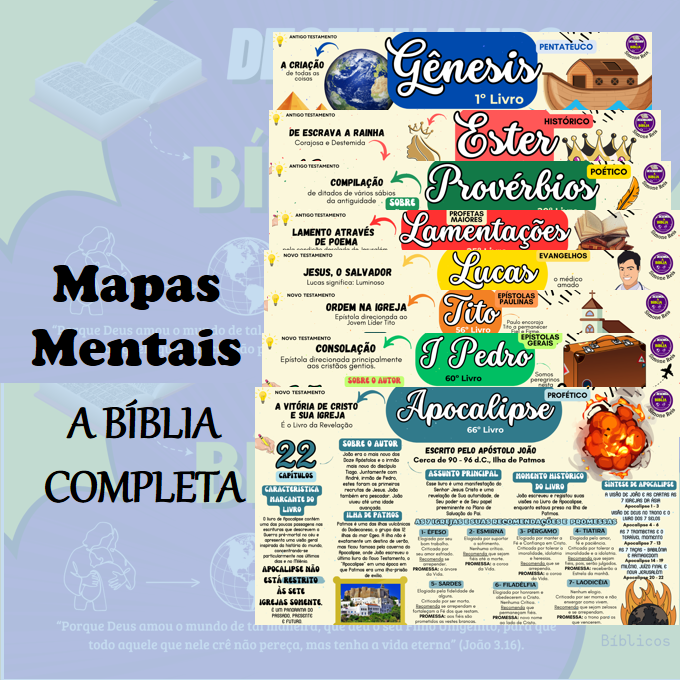 MAPAS MENTAIS - COMBO - BÍBLIA COMPLETA 66 LIVROS ILUSTRADOS - SyRe...