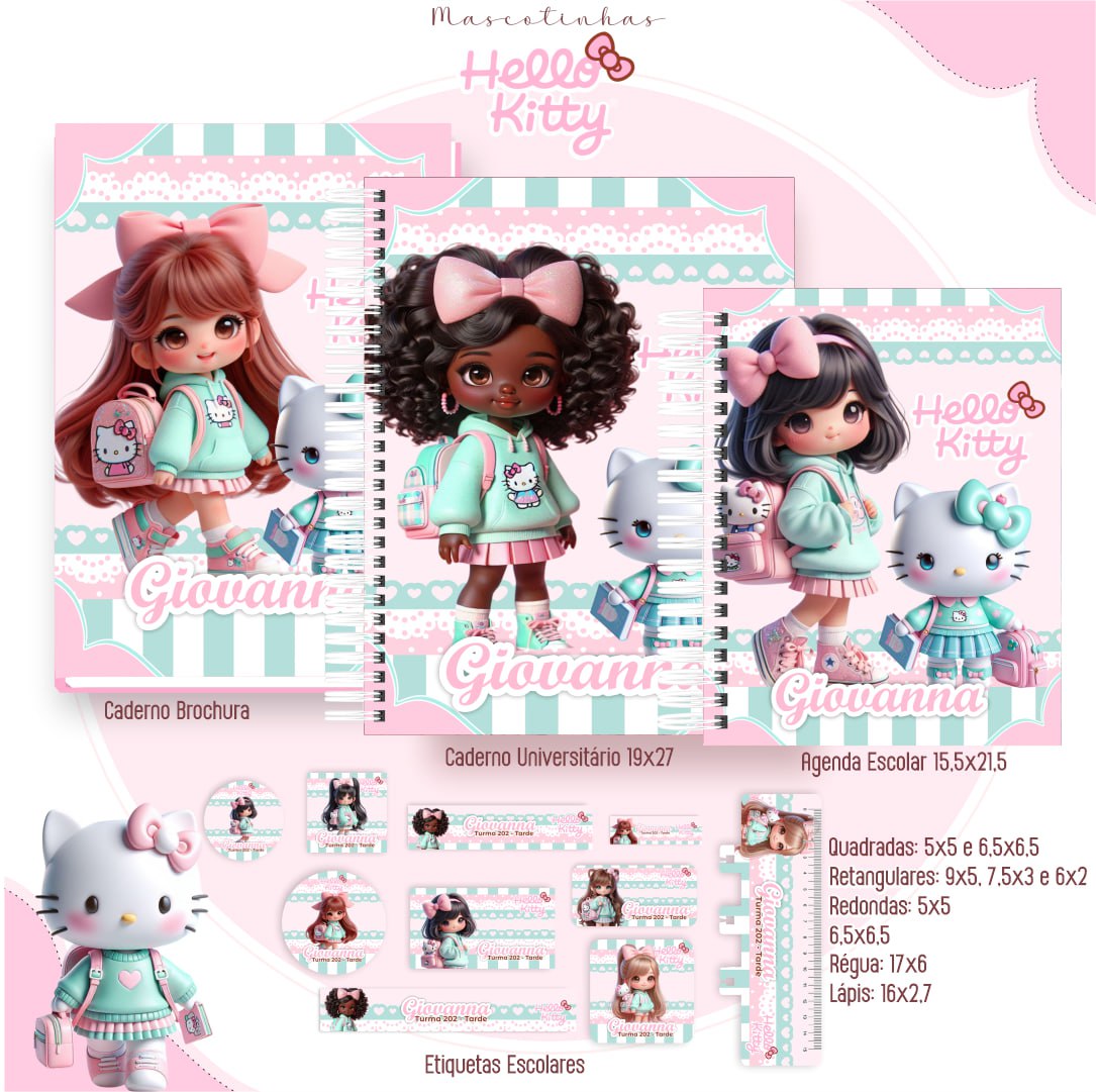 KIT ARQUIVO VOLTA AS AULAS HELLO KITTY 100% EDITAVEL - Mega Digital...