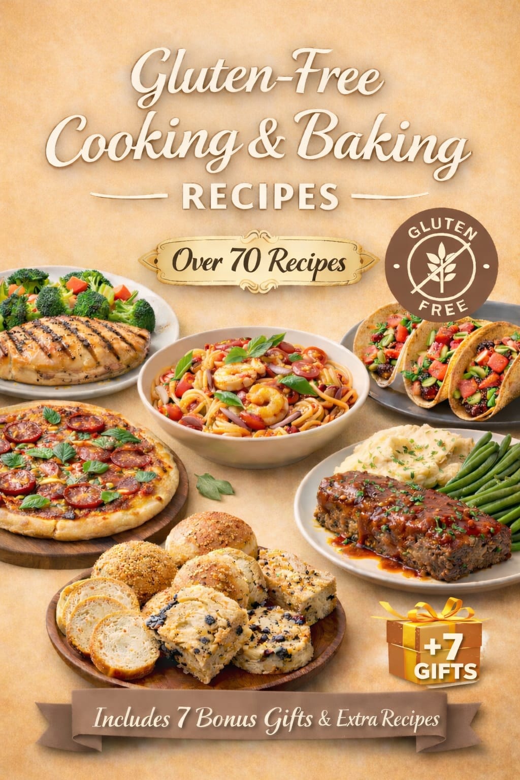 Gluten Free Cooking & Baking Over 70 Recipes 7 Bonus Gift Included